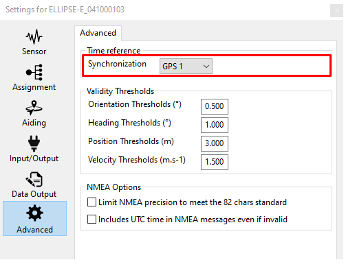 Internal GNSS configuration