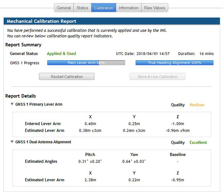Lever Arms Calibration Procedure