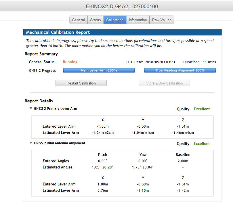 Lever Arms Calibration Procedure